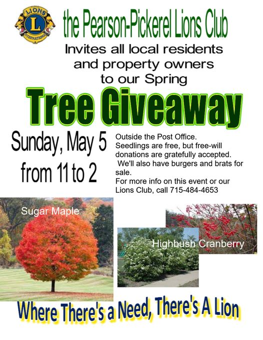Tree Giveaway 2024 - Pearson Pickerel Lions Club
